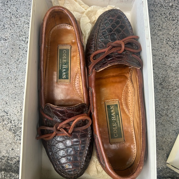 Cole Haan | Shoes | Cole Haan Twotone Brown Real Crocembossed Loafers ...